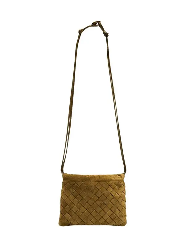 Bottega Veneta Small Intrecciato Suede Pouch - Moss