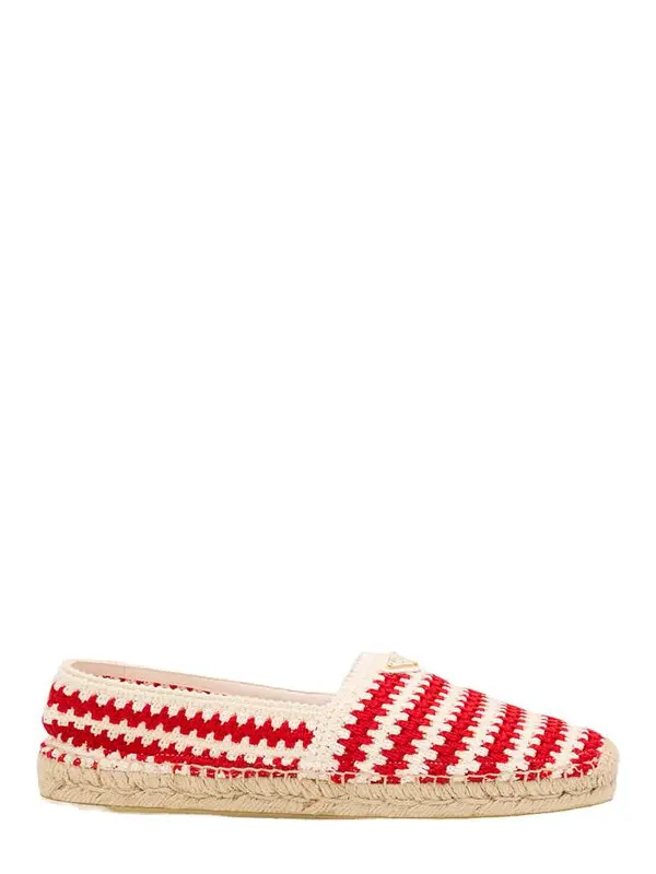 Prada Striped Cotton Crochet Espadrilles - Rosso