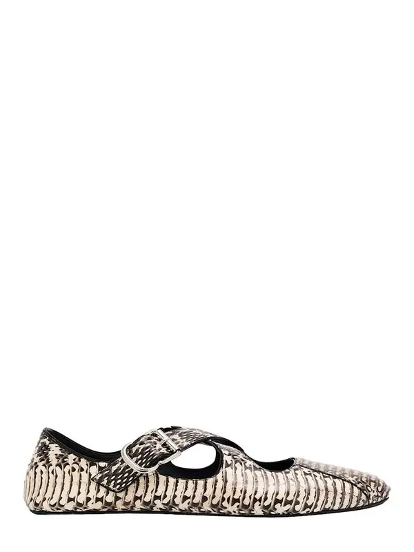 Alaïa Snakeskin Leather Ballerina Flats - Blanc/noir