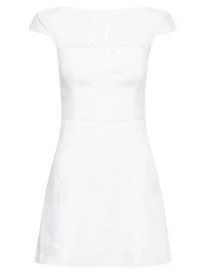 REFORMATION Loula Square-neck Linen Mini Dress - White