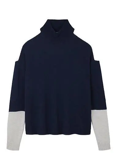 THE WHITE COMPANY Funnel-neck Color Block Jumper - Navy