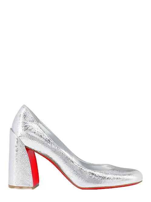 CHRISTIAN LOUBOUTIN Miss Sab 85 Metallic-leather Courts - Silver
