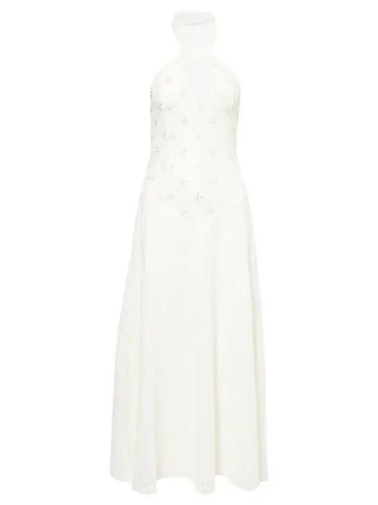 AMY LYNN Liliana Halterneck Knitted Midi Dress - Cream