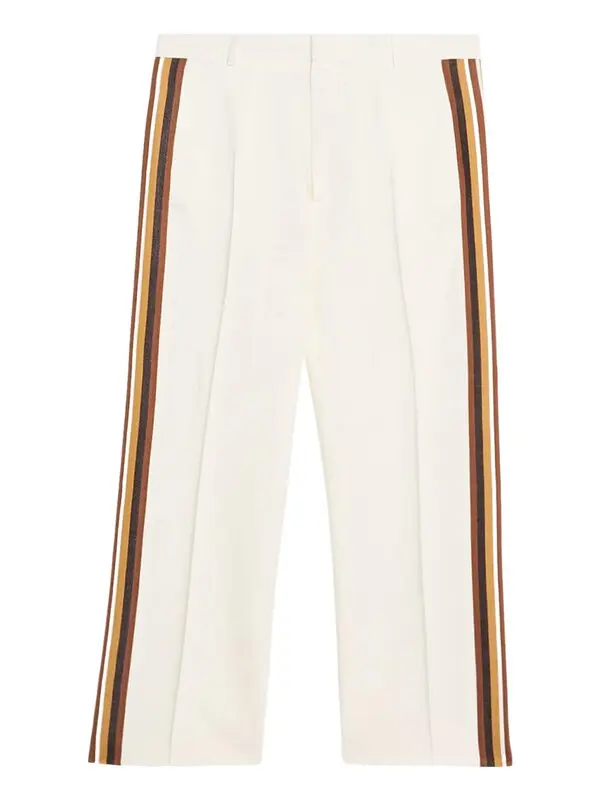 Bottega Veneta Viscose Stripe Flat-front Trousers - Whitebeige