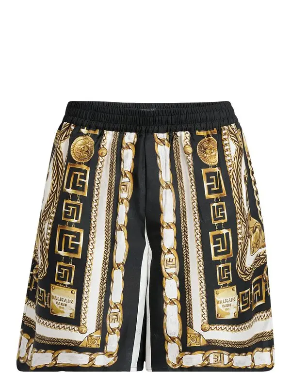 Balmain Foulard-print Pull-on Shorts - Black Multi
