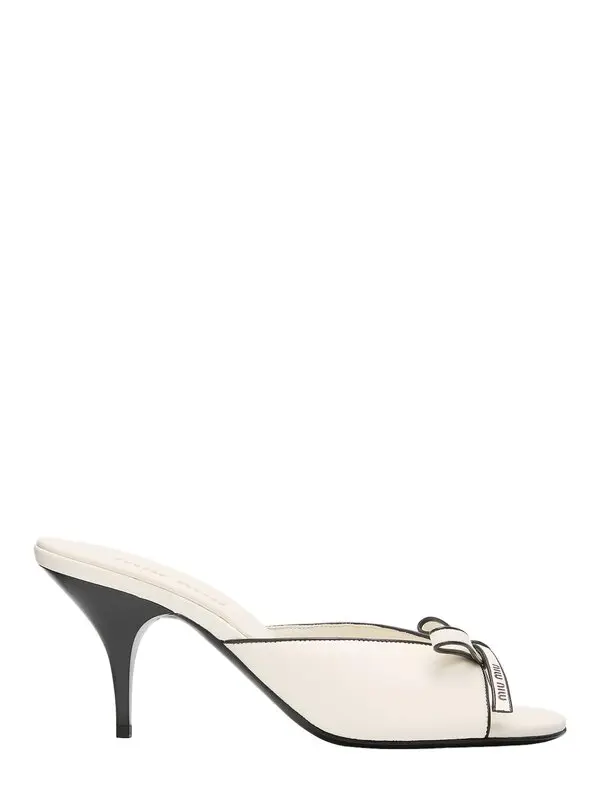 Miu Miu Nappa Leather Bow Mule Sandals - Avorio Nero