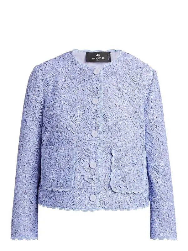 Etro Lace Single-breasted Crop Jacket - Wisteria 3