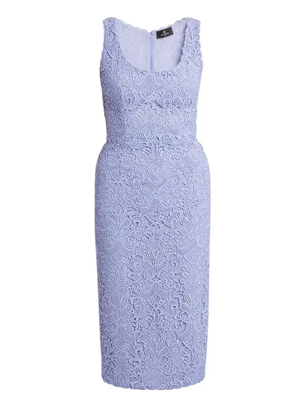Etro Lace Square-neck Sheath Midi Dress - Wisteria 3