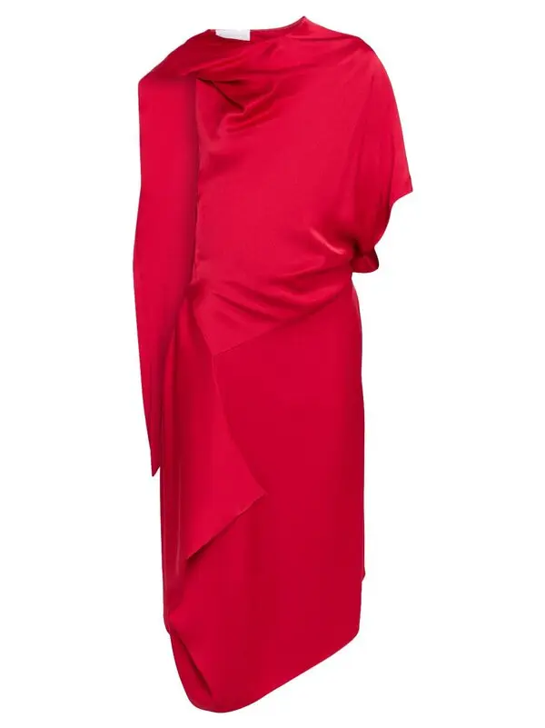 Stella McCartney Satin Asymmetric Midi Dress - Raspberry