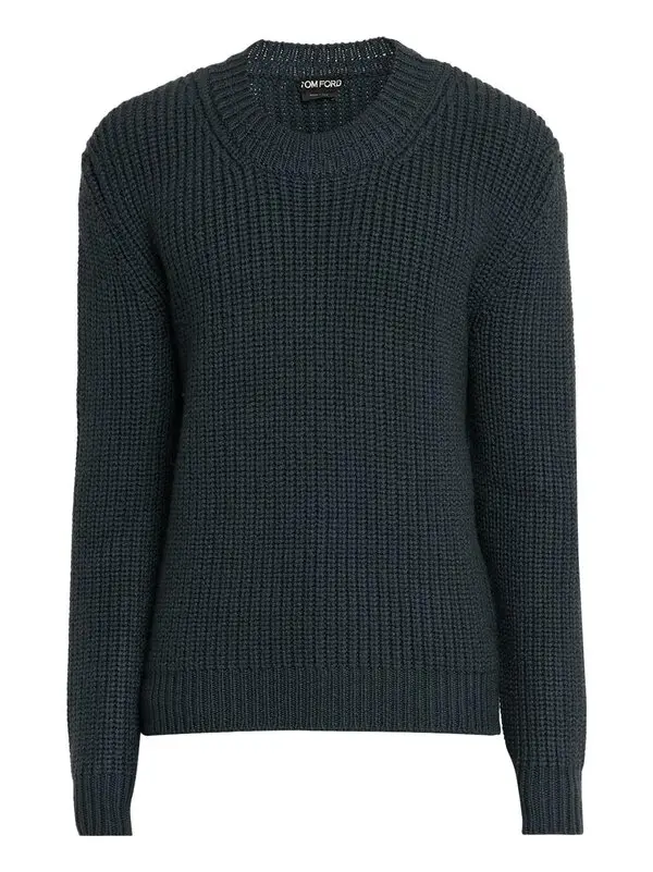 TOM FORD Cashmere And Wool Half-stitch Crewneck Sweater - Deep Ash