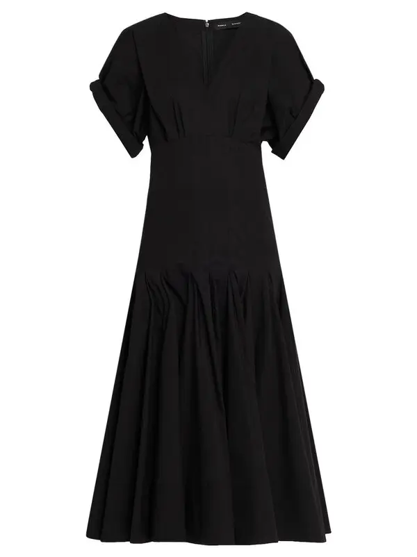 Proenza Schouler Ciara Short-sleeve Poplin Midi Dress - Black