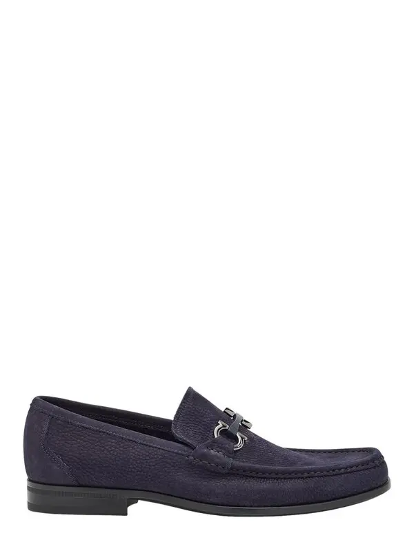 FERRAGAMO Grandioso Leather Loafers - Navy