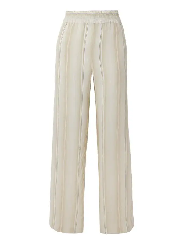 Victoria Beckham Striped Wide-leg Pants - Green