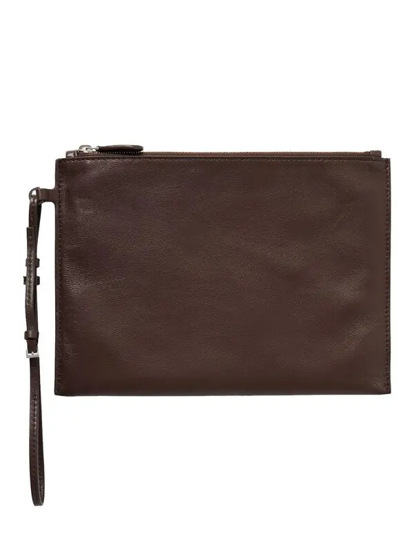 THE ROW Leather Pouch - Brown
