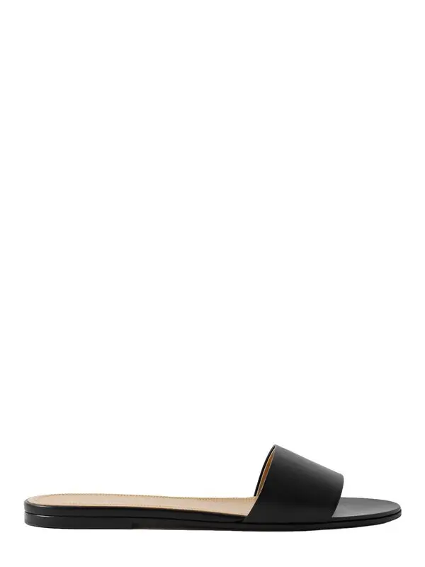 THE ROW Signum Leather Slides - Black