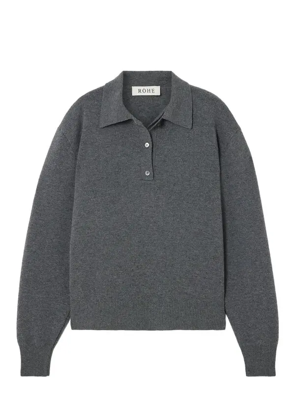 RÓHE Wool And Cashmere-blend Polo Sweater - Gray