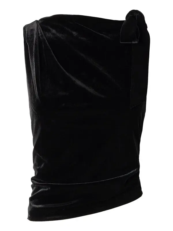 Sir The Label Ettore Asymmetric Tie-detailed Draped Top - Black