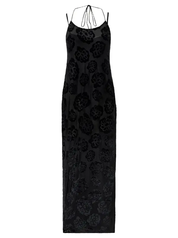 Sir The Label Vittoria Devoré-velvet Halterneck Gown - Black