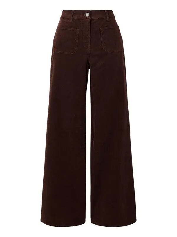 NILI LOTAN Florence Cotton-blend Corduroy Flared Pants - Burgundy