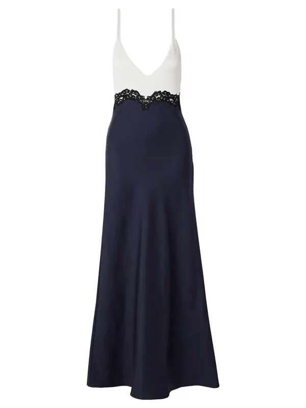 Gabriela Hearst Amaryllis Lace-trimmed Maxi Dress - Blue