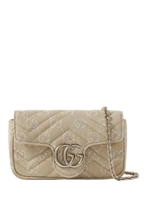 Gucci Gg Marmont 2.0 Matelassé Canvas-jacquard Shoulder Bag - Neutrals
