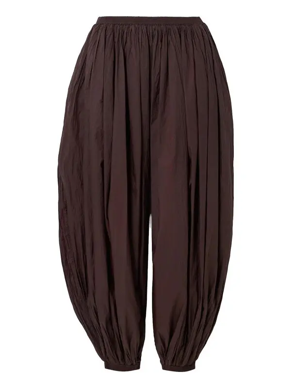Alaïa Pleated Chiffon Tapered Harem Pants - Burgundy