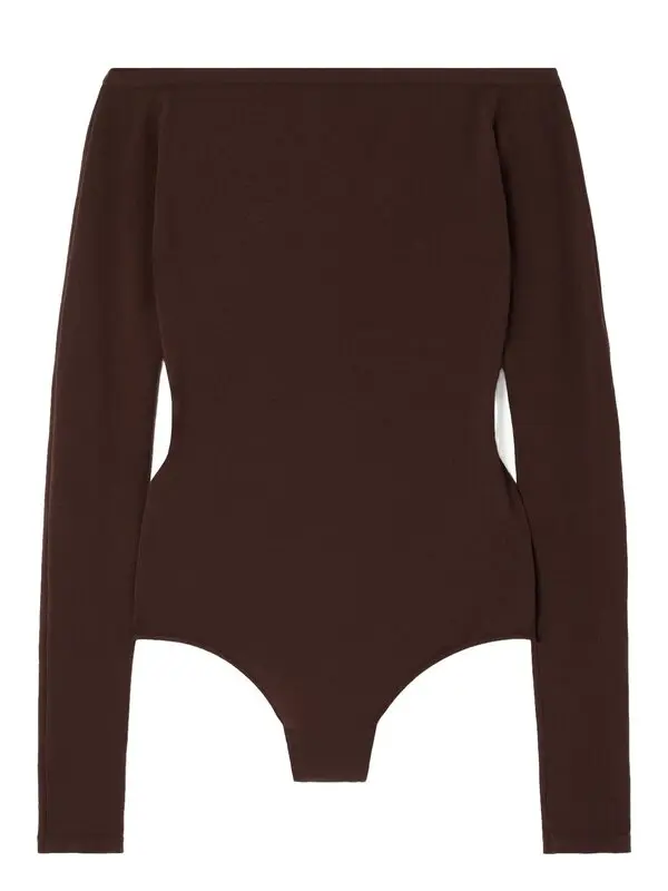 Alaïa Off-the-shoulder Stretch-jersey Bodysuit - Brown