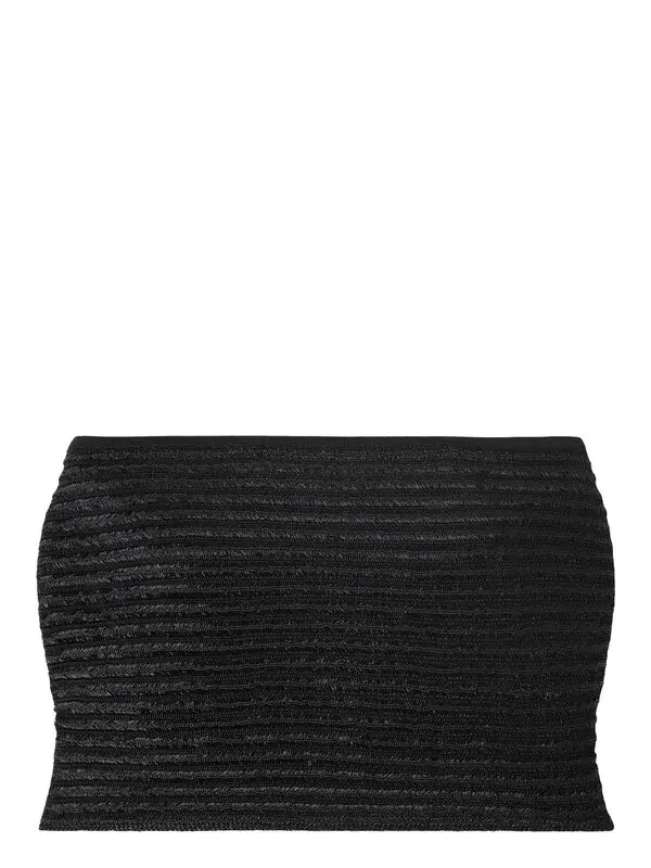 Alaïa Cropped Ribbed-knit Bandeau Top - Black