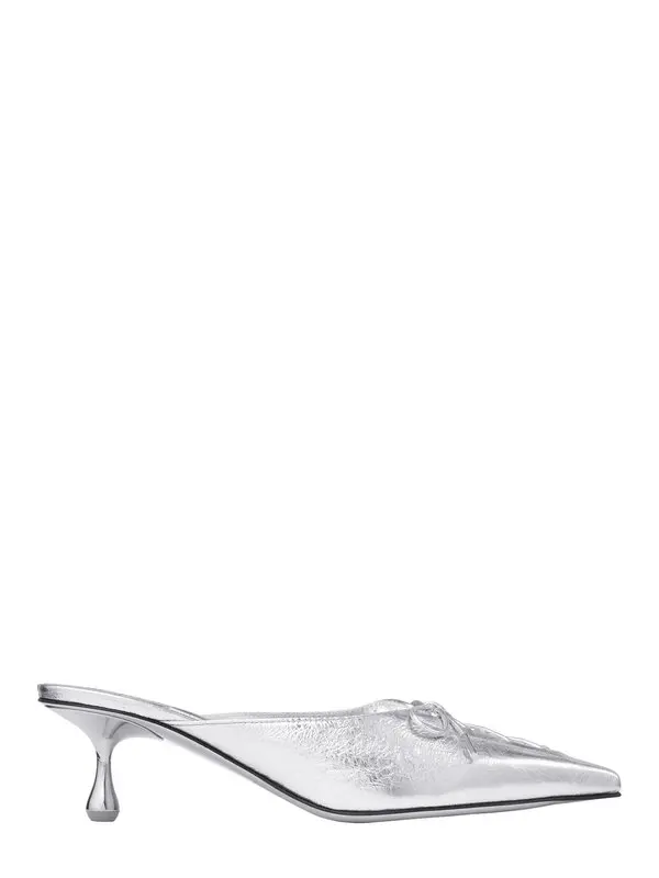 JIMMY CHOO Scarlett Mule 50 In Vintage Metallic Leather - Silver