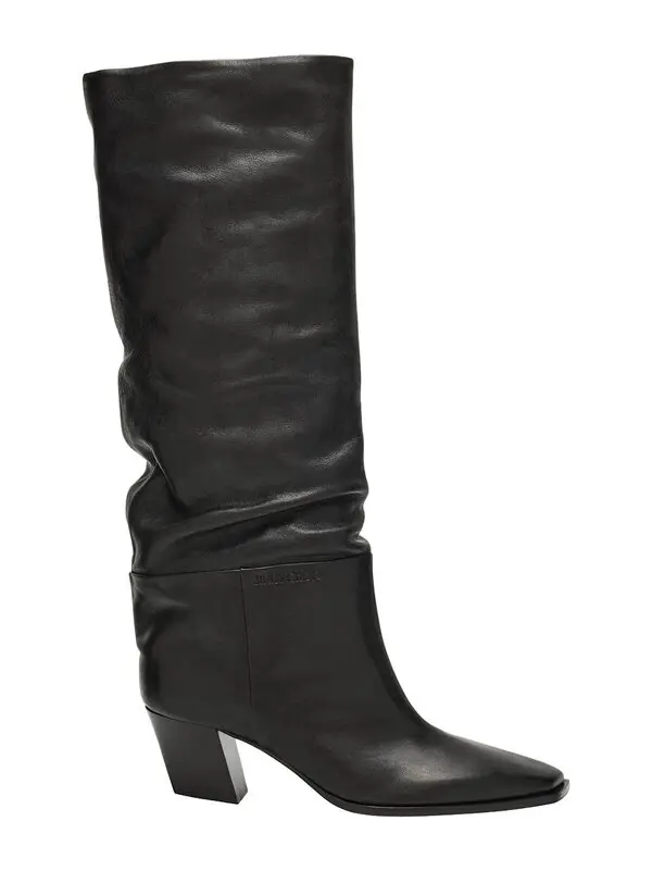 JIMMY CHOO Hart 85 Printed Leather Knee-high Boots - Black