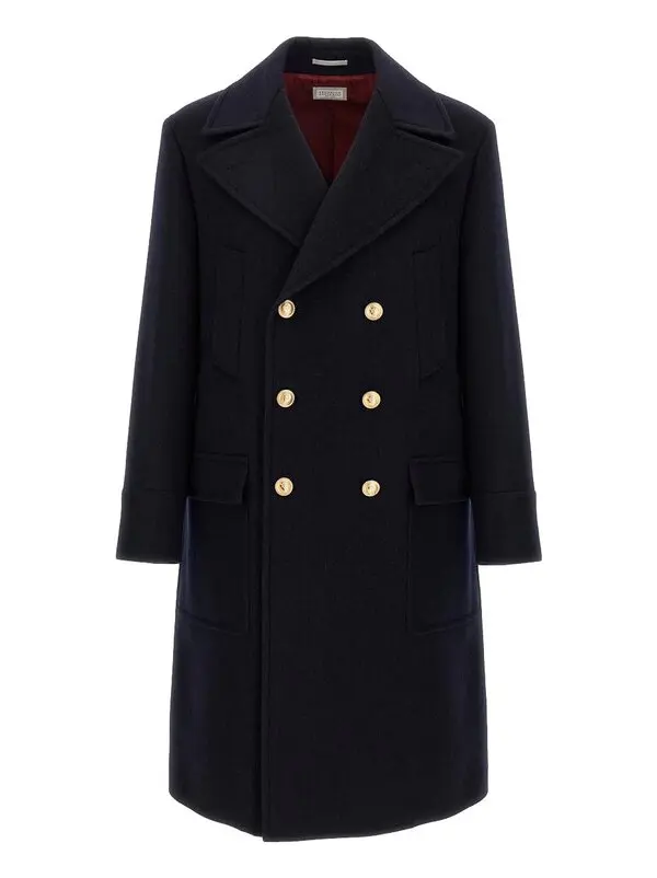 Brunello Cucinelli Double-breasted Wool Coat - Blue