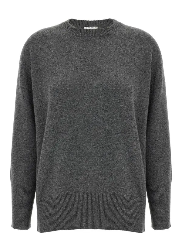 Brunello Cucinelli Monile Cashmere Sweater - Gray