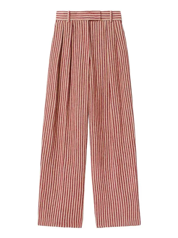 La DoubleJ Striped Corduroy Trousers - Red,beige