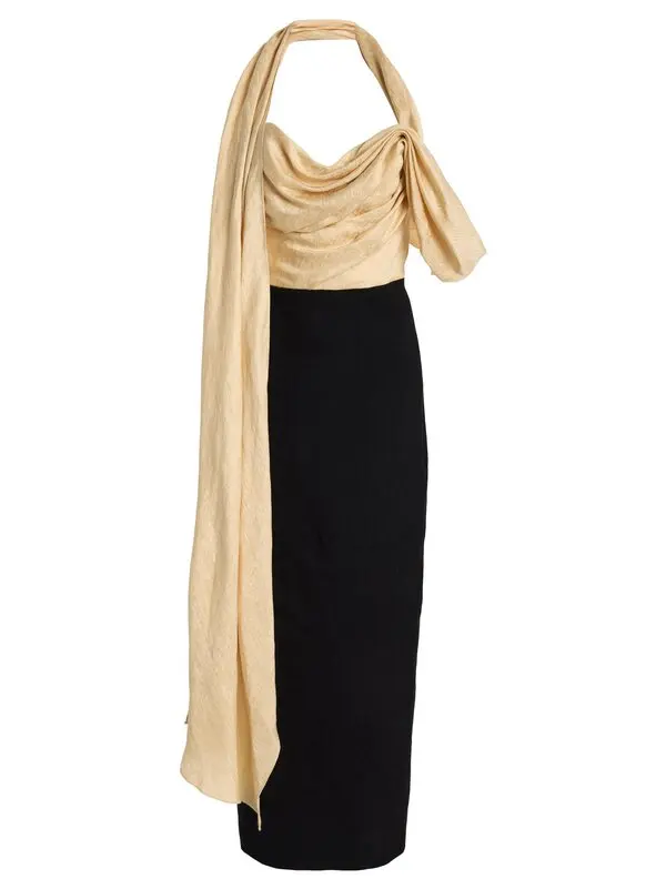 Rosie Assoulin Burbling Stream Linen-blend Scarf Dress - Ivory