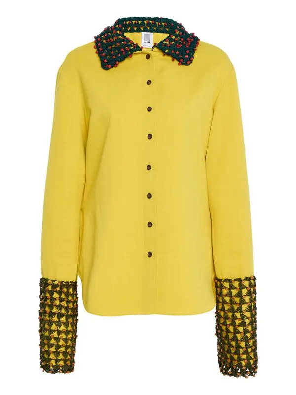 Rosie Assoulin Crochet-trimmed Button-down Shirt - Yellow