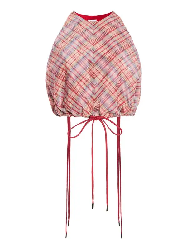 Rosie Assoulin Draw Me Closer Silk-blend Top - Plaid