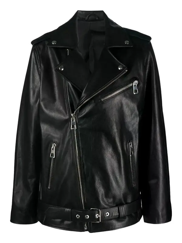 MANOKHI Leather Biker Jacket - Black