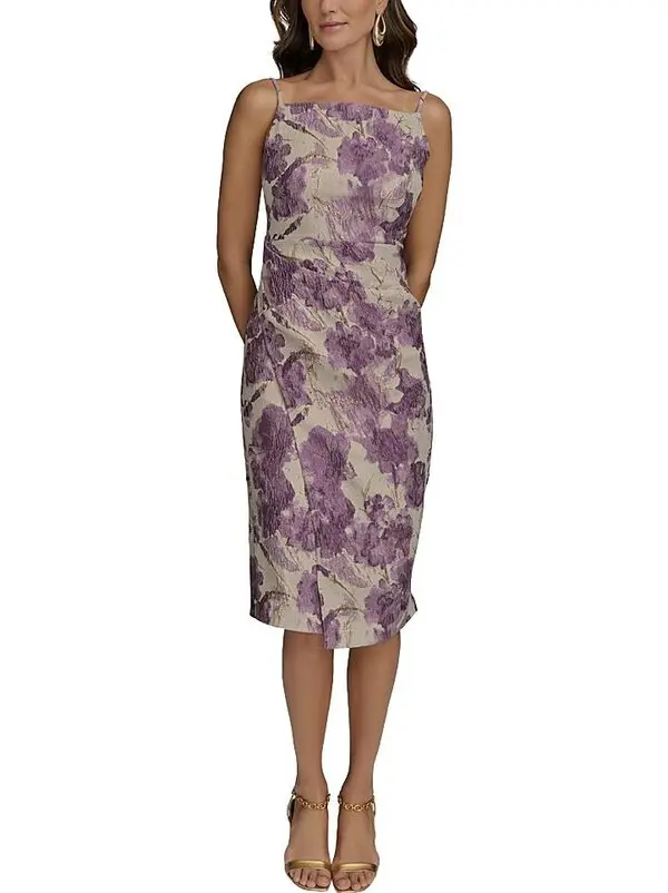 Donna Karan New York Floral Jacquard Midi Sheath Dress - Wisteria Multi