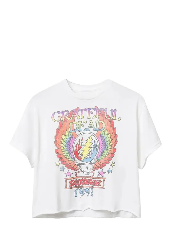 Junk Food Clothing Grateful Dead Winged Skull Crop Tee - White