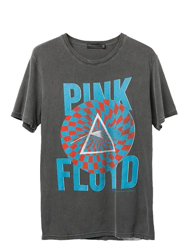 Junk Food Clothing Pink Floyd Circle Pattern Vintage Tee - Vintage Black
