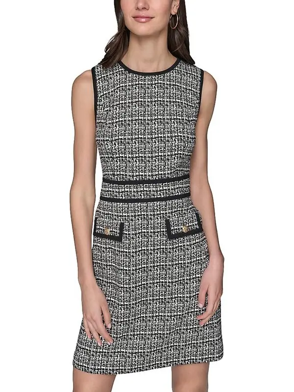 Karl Lagerfeld Paris Textured Jacquard Dress - Black/soft White