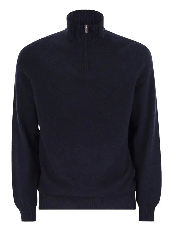 Fedeli Favonio Persia Cashmere Half-zip Sweater - Night Blue