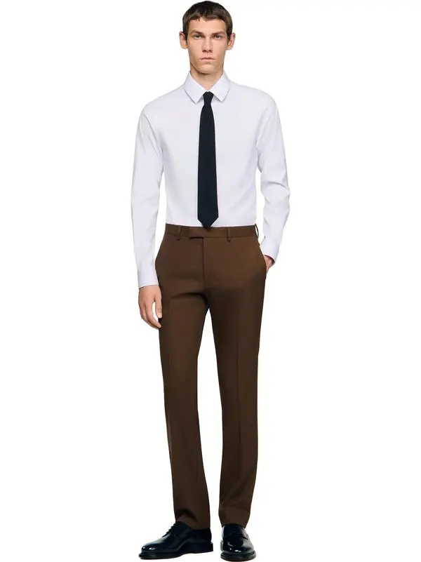 Sandro Wool Tailored Suit Trousers - Tobacco Brown