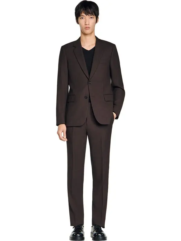 Sandro Wool Suit Jacket - Chocolate