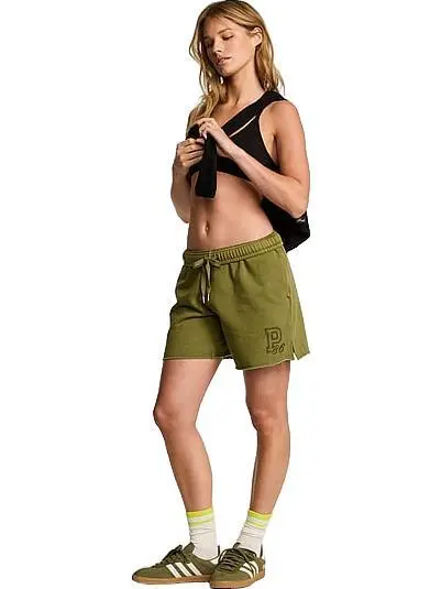 Pink Campus Fleece Relaxed Fit Shorts - Green