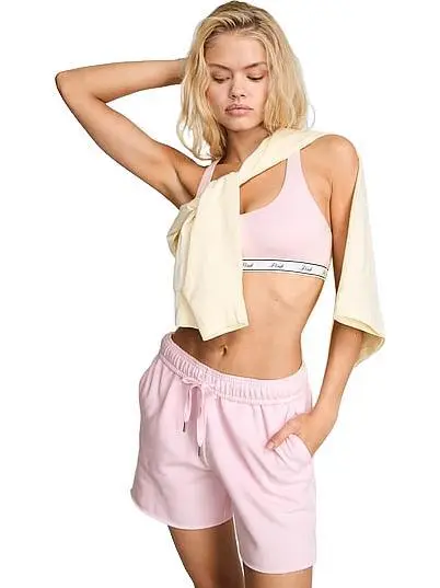 Pink Campus Fleece Relaxed Fit Shorts - Pink