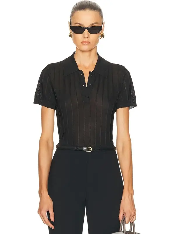 FRAME The Ribbed Polo - Black