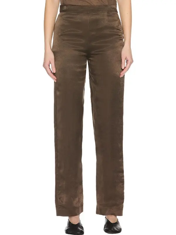 THE ROW Miros Straight Leg Pant - Dark Brown