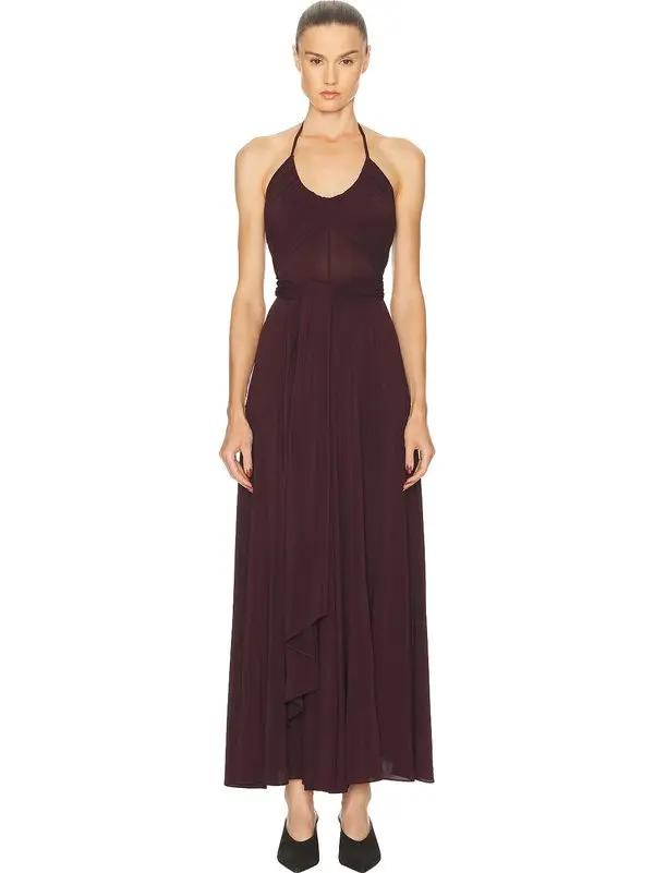 Alaïa Halter Long Dress - Bordeaux
