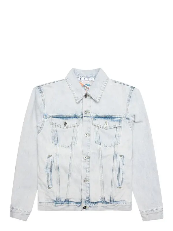 Off-White Graffiti Embroidered Denim Skate Jacket - Blue